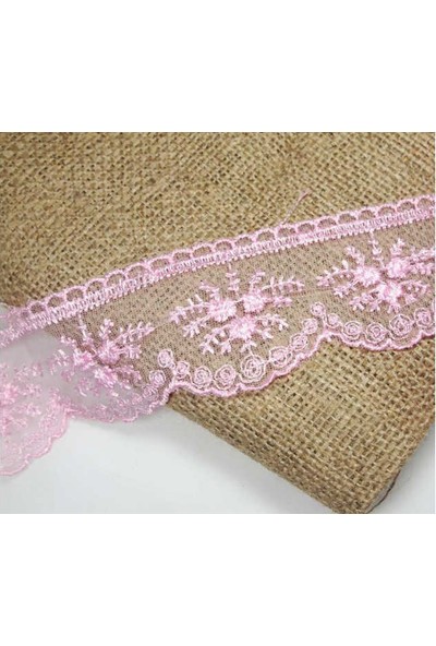 Brode Dantel Güpür Pembe En 5 cm 9 Metre Brode Dantel Güpür Pembe En 5 cm 9 Metre