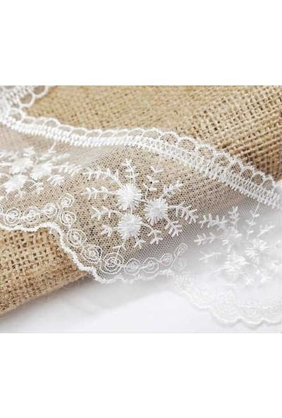 Brode Dantel Güpür Beyaz En 5 cm 9 Metre