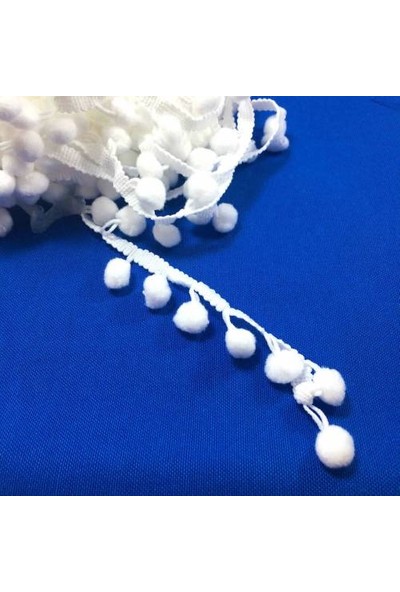 Brode Beyaz Ponponlu Şerit 1cm