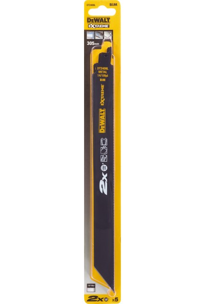 Dewalt DT2409L Tilki Kuyruğu Testere Bıçağı Sert Metal Kesim Extreme 5Ad Dewalt DT2409L Tilki Kuyruğu Testere Bıçağı Sert Metal Kesim Extreme 5Ad