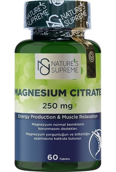 Nature's Supreme Magnesium Citrate 250 mg 60 Tablet Nature's Supreme Magnesium Citrate 250 mg 60 Tablet