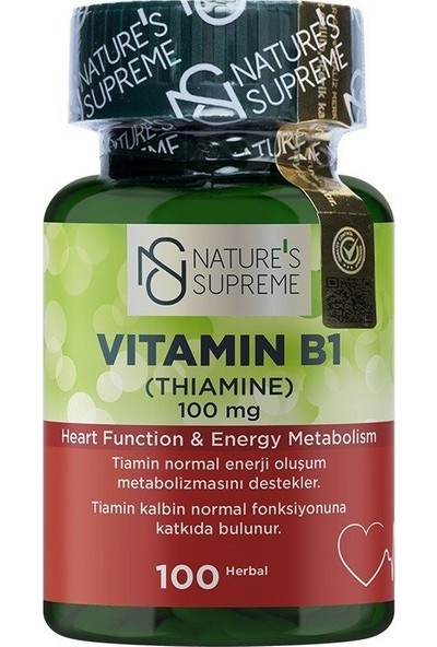 Nature's Supreme Vitamin B1 100 Mg 100 Kapsül