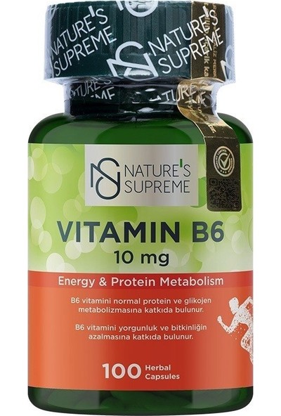 Nature's Supreme Vitamin B6 10 Mg 100 Kapsül