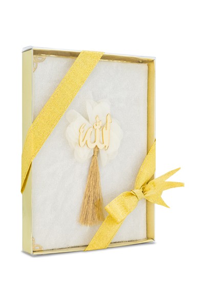 Furkan Neşriyat Kadife Çanta Boy Yasin-i Şerif - Krem Rengi (Kutulu)