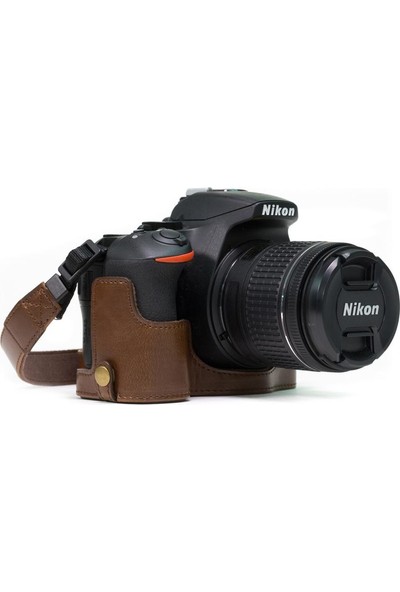 MegaGear Suni Deri Kamera Kılıfı (Tek Dip) Nikon D5600, D5500 Uyumludur