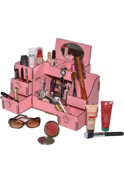 Ahşap Şehri Aynalı Makyaj Organizeri Ahşap Şehri Aynalı Makyaj Organizeri