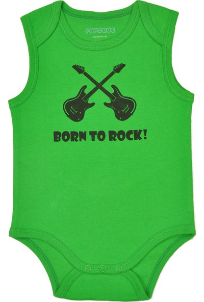 Popique Organics Born To Rock Kolsuz Yeşil Organik Body Popique Organics Born To Rock Kolsuz Yeşil Organik Body