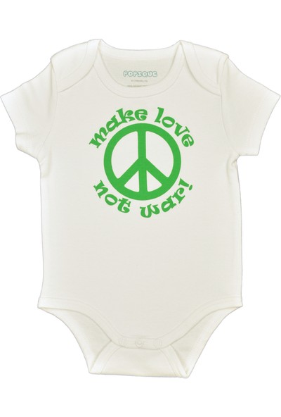 Popique Organics Peace Kısa Kollu Beyaz Organik Body