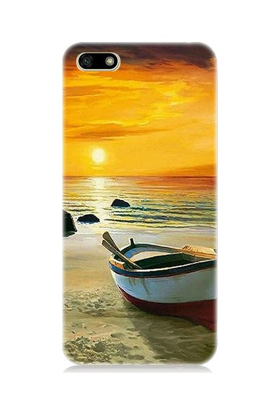 Teknomeg Huawei Y5 2018 Kumsal Ve Kayık Desenli Silikon Kılıf