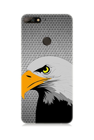 Teknomeg Huawei Y7 2018 Beyaz Kartal Desenli Silikon Kılıf Teknomeg Huawei Y7 2018 Beyaz Kartal Desenli Silikon Kılıf
