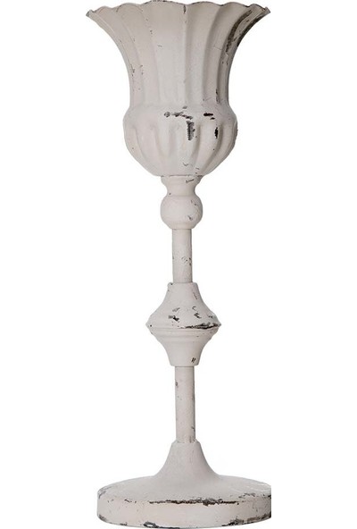 Vitale Sahara Beyaz Metal Ayaklı Lale Vazo Büyük Boy