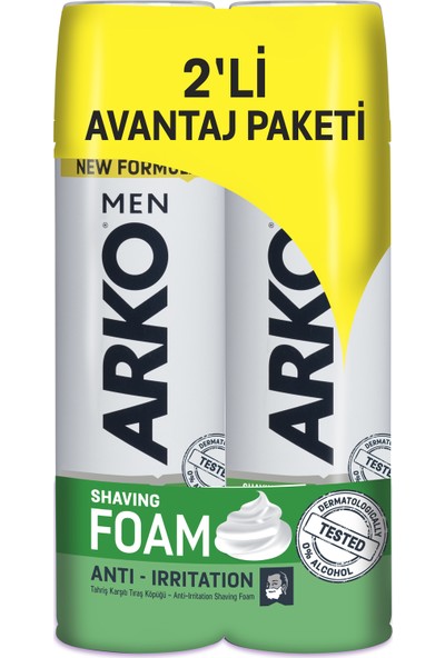 Arko Men Anti Irritation Tıraş Köpüğü 2’li Avantaj Paketi (2x200 ml)