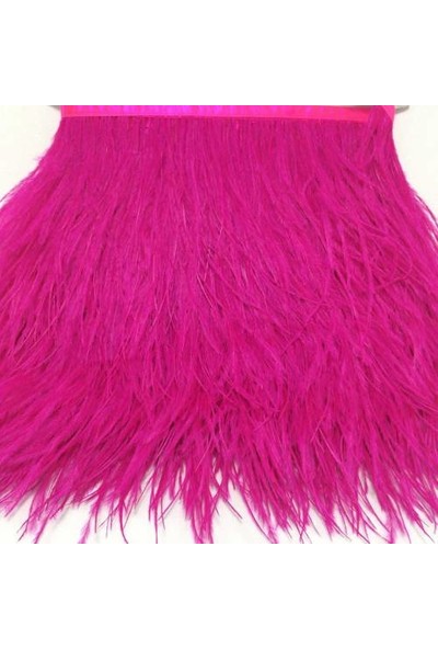 Brode Deve Kuşu Tüyü Fuşya 12 cm 1 Metre