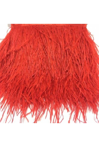 Brode Deve Kuşu Tüyü Kırmızı 12 cm 1 Metre
