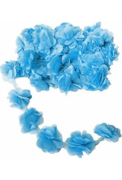 Brode Tül Çiçek 12 Adet Lazer Kesim Metrelik Tül Çiçek Mavi