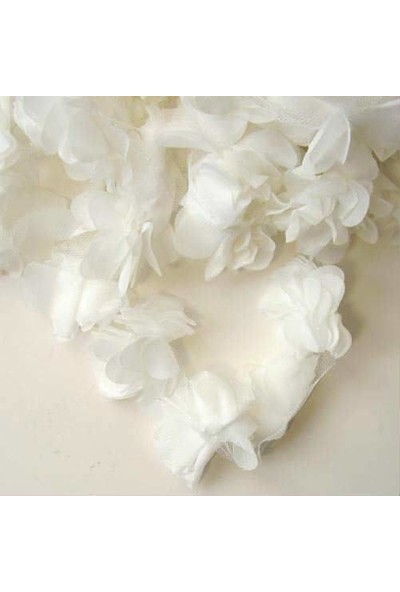 Brode Tül Çiçek 12 Adet Lazer Kesim Metrelik Tül Çiçek Beyaz