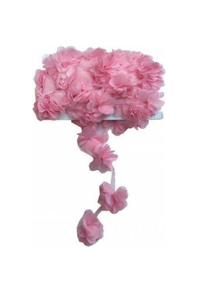 Brode Tül Çiçek 12 Adet Lazer Kesim Metrelik Tül Çiçek Pembe