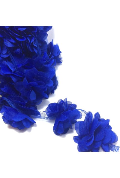 Brode Tül Çiçek 12 Adet Lazer Kesim Metrelik Tül Çiçek Sax Mavi