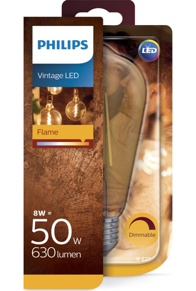 Philips LED Filament 8-50W 2000K Sarı Işık E27 Normal Duy Altın Renk Dim Edilebilir Philips LED Filament 8-50W 2000K Sarı Işık E27 Normal Duy Altın Renk Dim Edilebilir