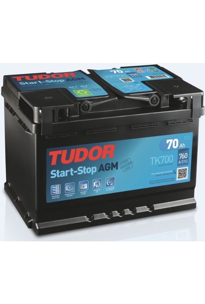 Tudor 12V 70 Ah Amper 760A Start Stop Agm Akü (Üretim Yılı: 2021) Tudor 12V 70 Ah Amper 760A Start Stop Agm Akü (Üretim Yılı: 2021)