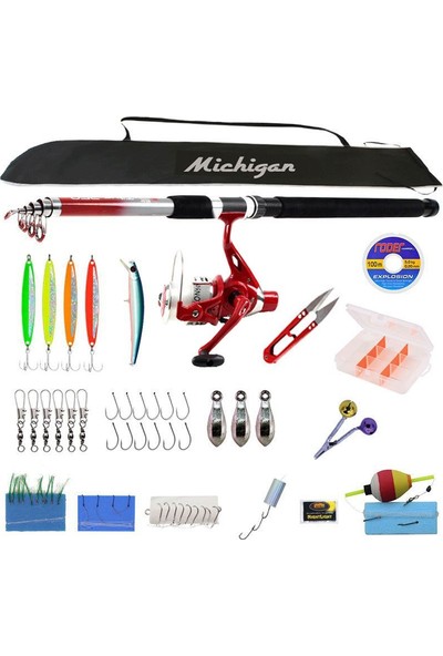 Michigan Lucky 40 Parça Makine Kamış Olta Takımı Seti Michigan Lucky 40 Parça Makine Kamış Olta Takımı Seti