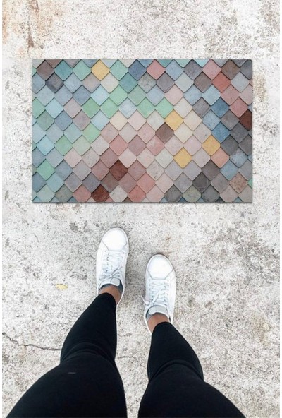 Anasons Dijital Baskı Renkli Çatı Desen Kapı Önü Paspası PS1385 Anasons Dijital Baskı Renkli Çatı Desen Kapı Önü Paspası PS1385