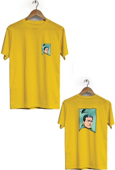 Hero Tasarım Vecihi Hürkuş Ön Arka Baskılı Kısa Kol Tişört BLL1017 Sarı M Hero Tasarım Vecihi Hürkuş Ön Arka Baskılı Kısa Kol Tişört BLL1017 Sarı M