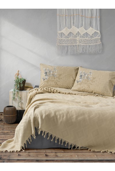 Cotton Box Jakarlı Çift Kişilik Pike Takımı Origin Cappuccino Cotton Box Jakarlı Çift Kişilik Pike Takımı Origin Cappuccino