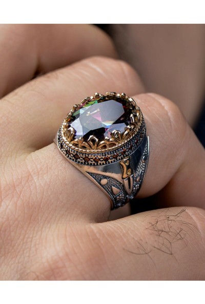 Prestige Gümüş Gümüş Erkek Yüzük Mistik Topaz Taşlı Prestige Gümüş Gümüş Erkek Yüzük Mistik Topaz Taşlı