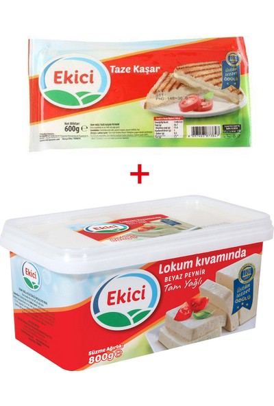Ekici Tam Yağlı Lokum Kıvamında Beyaz Peynir 800 gr + Ekici Taze Kaşar Peyniri 600 gr 2'li Ekici Tam Yağlı Lokum Kıvamında Beyaz Peynir 800 gr + Ekici Taze Kaşar Peyniri 600 gr 2'li