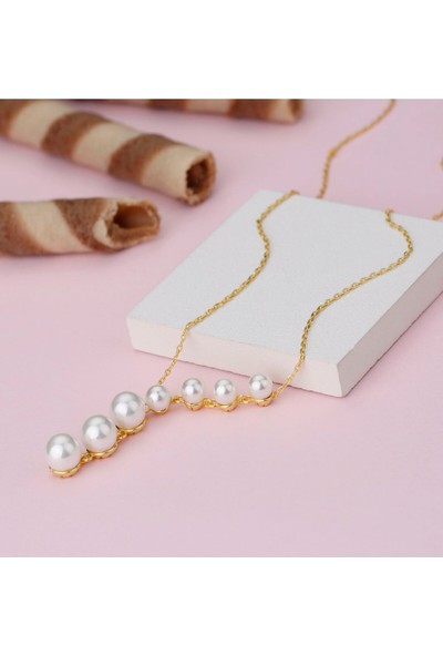 Gümüşistan 925 Ayar Gümüş Incili Akışlı Kolye