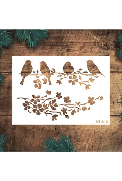 Stencil Tasarım KU016 Kuşlar - Dekoratif Duvar, Eşya, Fayans,kumaş Boyama Şablonları 21X30CM Stencil Tasarım KU016 Kuşlar - Dekoratif Duvar, Eşya, Fayans,kumaş Boyama Şablonları 21X30CM