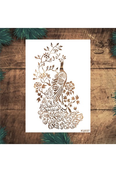 Stencil Tasarım KU037 Tavus Kuşu - Dekoratif Duvar, Eşya, Fayans,kumaş Boyama Şablonları 21X30 cm Stencil Tasarım KU037 Tavus Kuşu - Dekoratif Duvar, Eşya, Fayans,kumaş Boyama Şablonları 21X30 cm