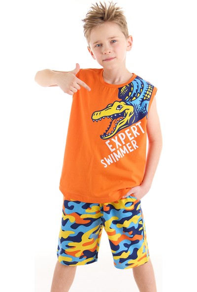 Mushi Timsah Turuncu Erkek Çocuk T-Shirt Şort Takım
