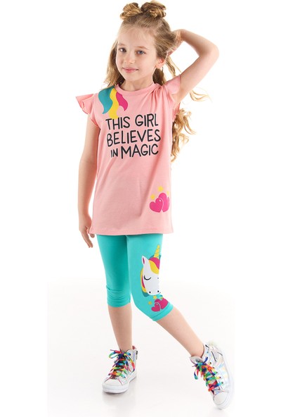 Denokids Sihirli Kız T-Shirt Tayt Takım