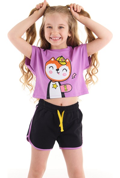 Denokids Sincap Kız T-Shirt Şort Takım