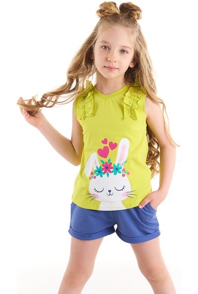 Denokids Tavşan Kalbi Kız T-Shirt Şort Takım Denokids Tavşan Kalbi Kız T-Shirt Şort Takım