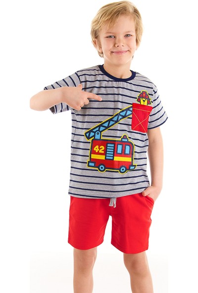 Denokids Itfaiye Köpek Erkek Çocuk T-Shirt Şort Takım