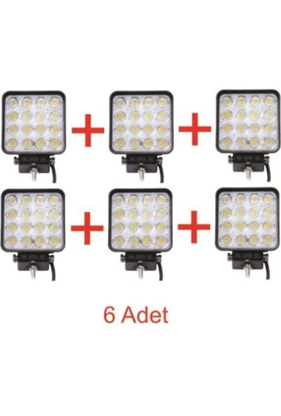 Kng Light 6'lı 16 LED Kare Off Road Traktör Tir Kamyon Sis Fari Sis Lambasi Çalisma Lambasi Projektör Kng Light 6'lı 16 LED Kare Off Road Traktör Tir Kamyon Sis Fari Sis Lambasi Çalisma Lambasi Projektör