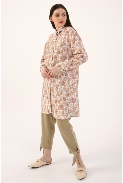 Desenli Rahat Kalıp Gömlek Tunik