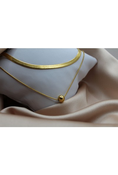 Ekru Accessorie Italyan Yassı Çelik Kolye Ekru Accessorie Italyan Yassı Çelik Kolye