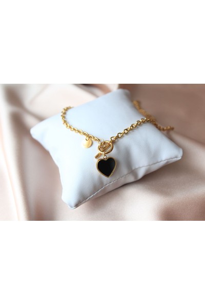 Ekru Accessorie Siyah Kalpli Zincir Kolye