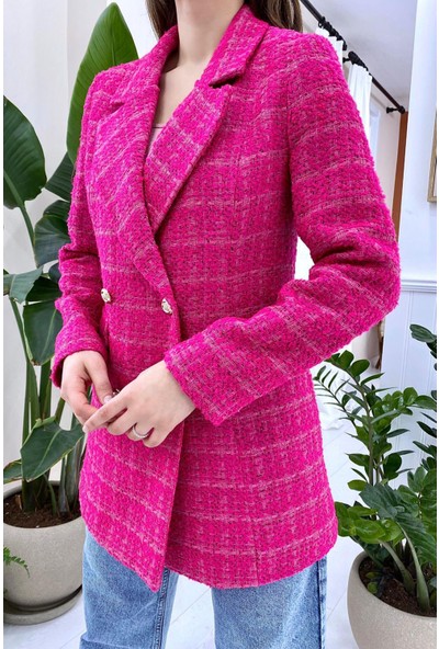 Elbee Tüvit Ceket - Fuşya Elbee Tüvit Ceket - Fuşya