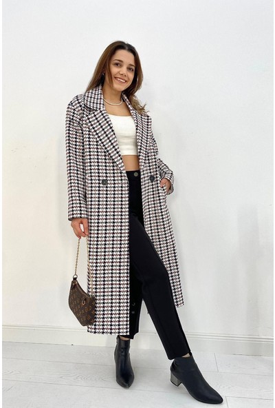 Elbee Kazayağı Desenli Kaban - Kırmızı & Beyaz