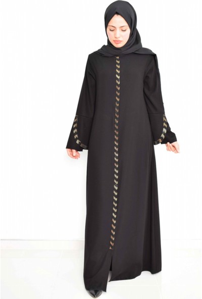 Moda Çizgi Taş Işlemeli Ferace MC2038