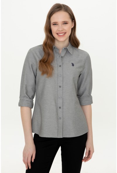 U.S. Polo Assn. Kadın Gri Gömlek Uzunkol Basic 50249850-VR006 U.S. Polo Assn. Kadın Gri Gömlek Uzunkol Basic 50249850-VR006