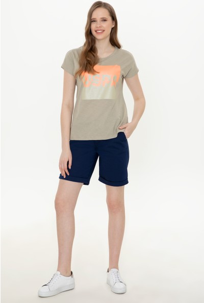 U.S. Polo Assn. Bayan Lacivert Dokuma Bermuda Capri U.S. Polo Assn. Bayan Lacivert Dokuma Bermuda Capri