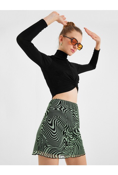 Koton Desenli Mini Etek