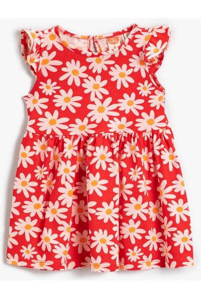 Koton Kız Bebek Çiçekli Elbise Kısa Kollu