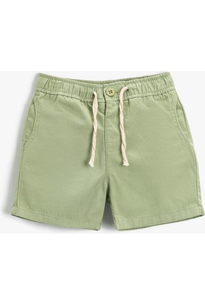 Koton Basic Şort Beli Lastikli Diz Üstü Pamuklu